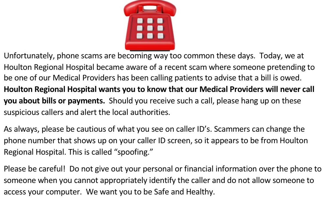 PHONE SCAMS - Houlton Regional Hospital