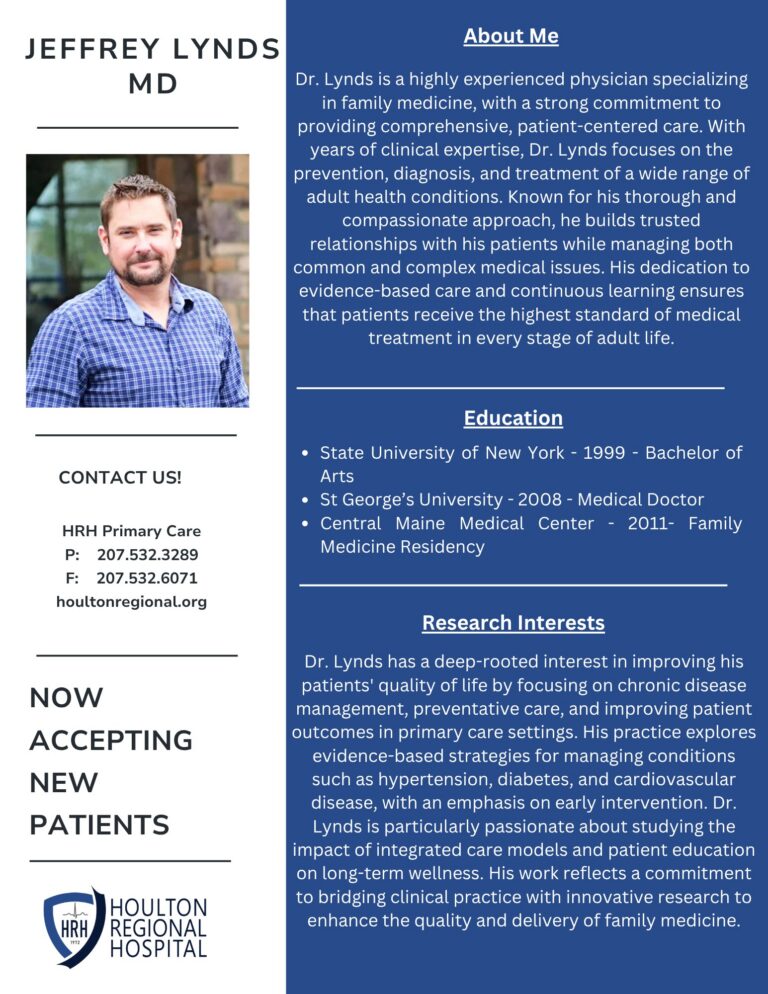Welcome Jeffrey Lynds | Houlton Regional Hospital