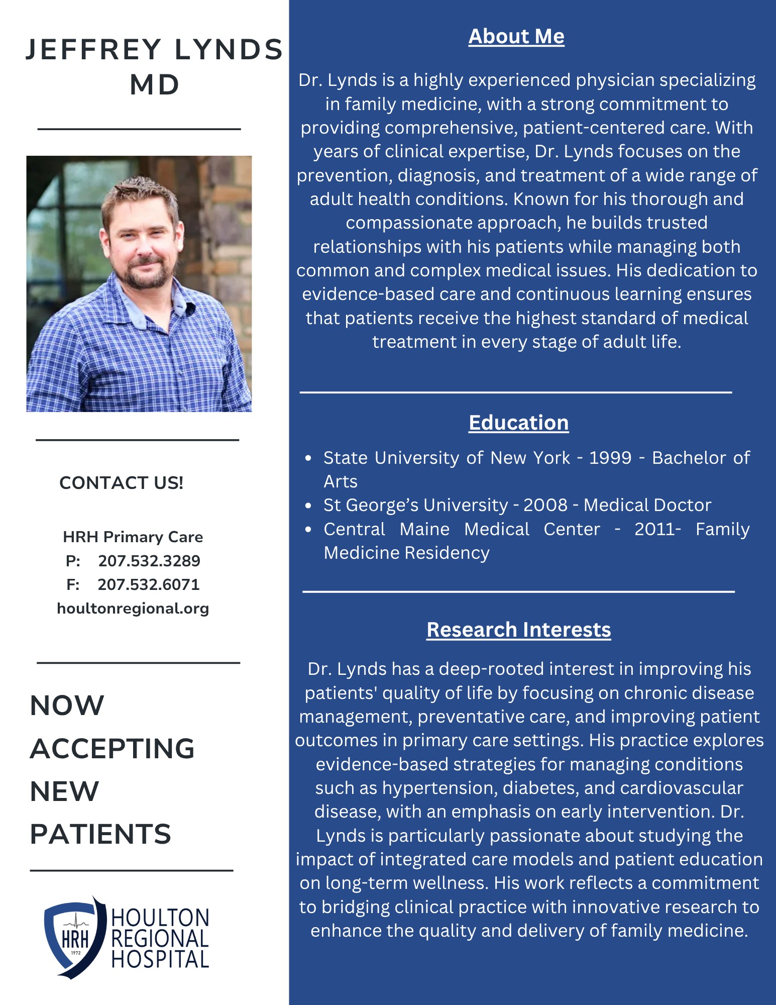 Welcome Jeffrey Lynds | Houlton Regional Hospital
